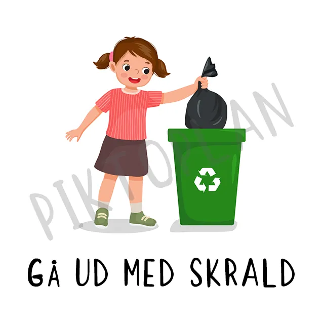 Piktogram - Gå ud med skrald (Pige) – Piktoplan